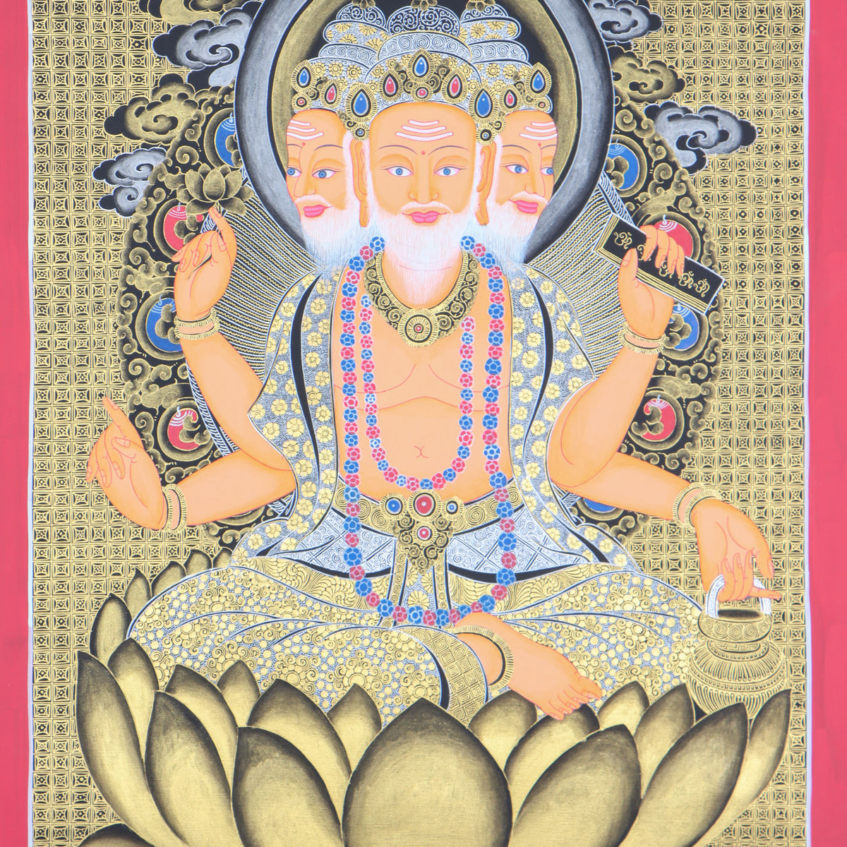 The Creator Brahma Thangka- Hindu God – Lucky Thanka