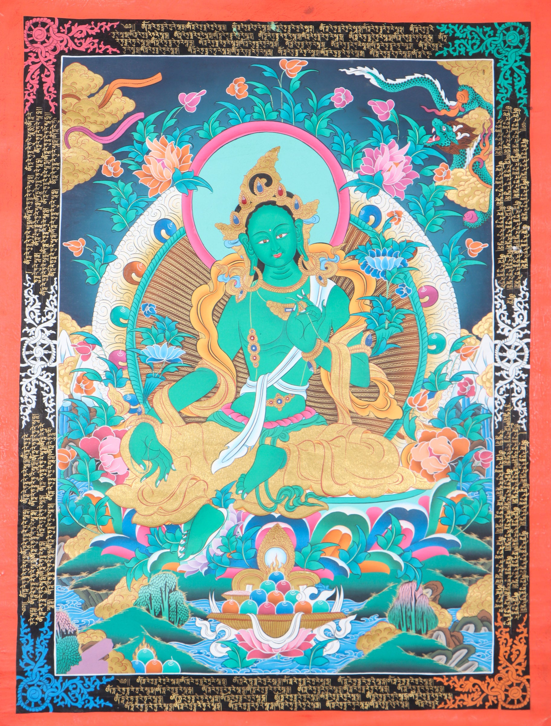 Green Tara Thangka | Tibetan Buddhist Art – Lucky Thanka