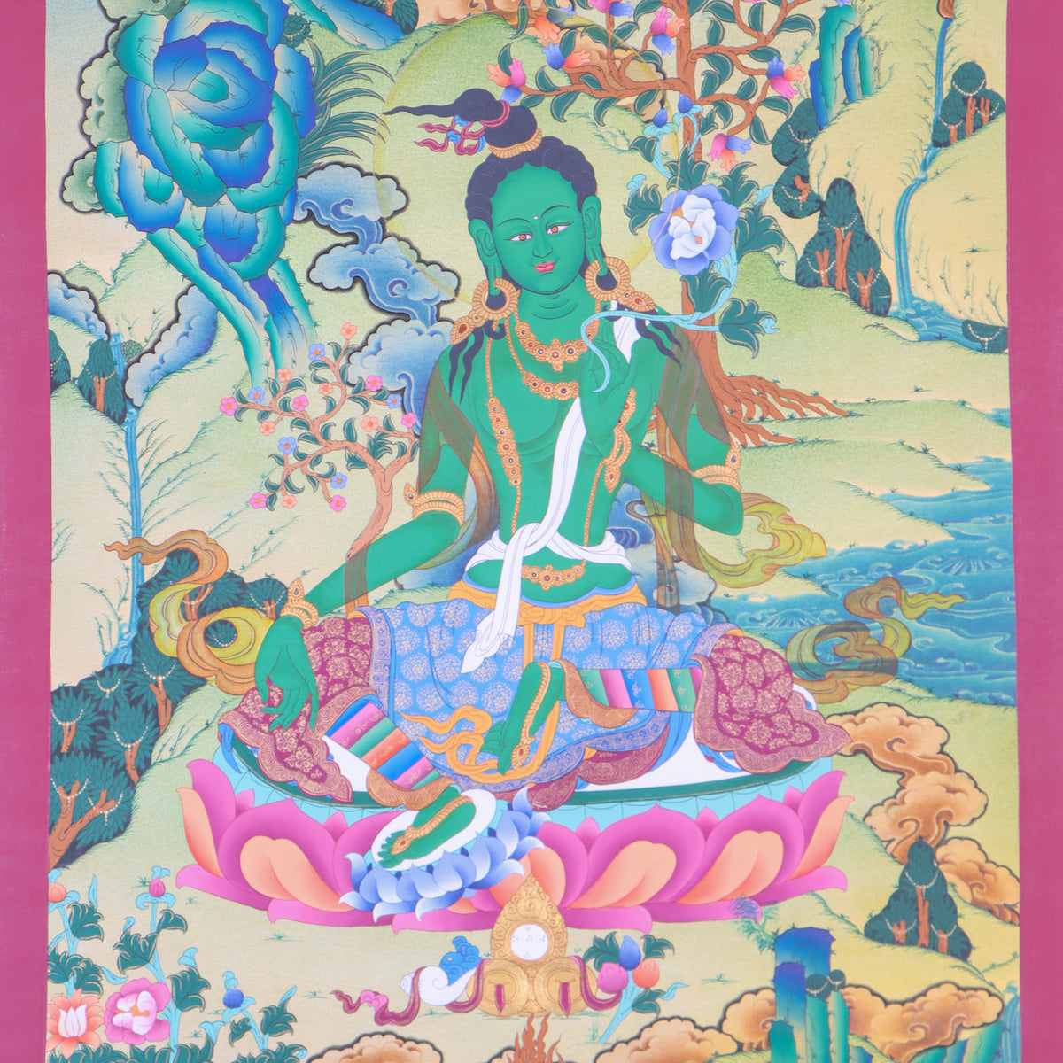 Green Tara Thangka Painting | Lucky Thanka