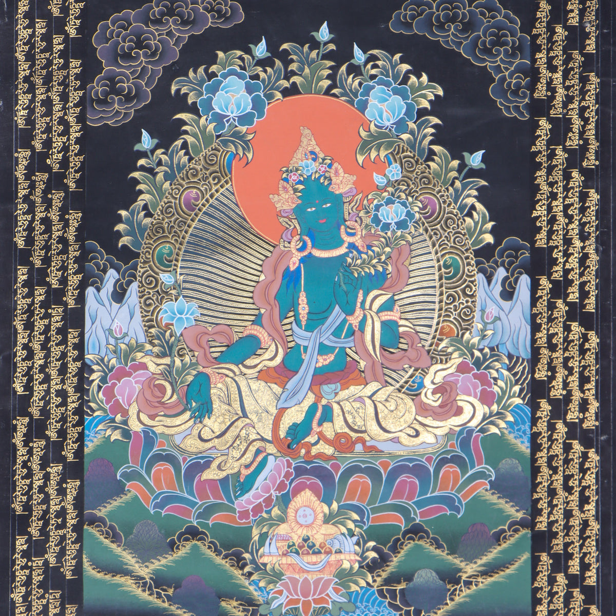 Green Tara Thangka | Handmade Painting – Lucky Thanka