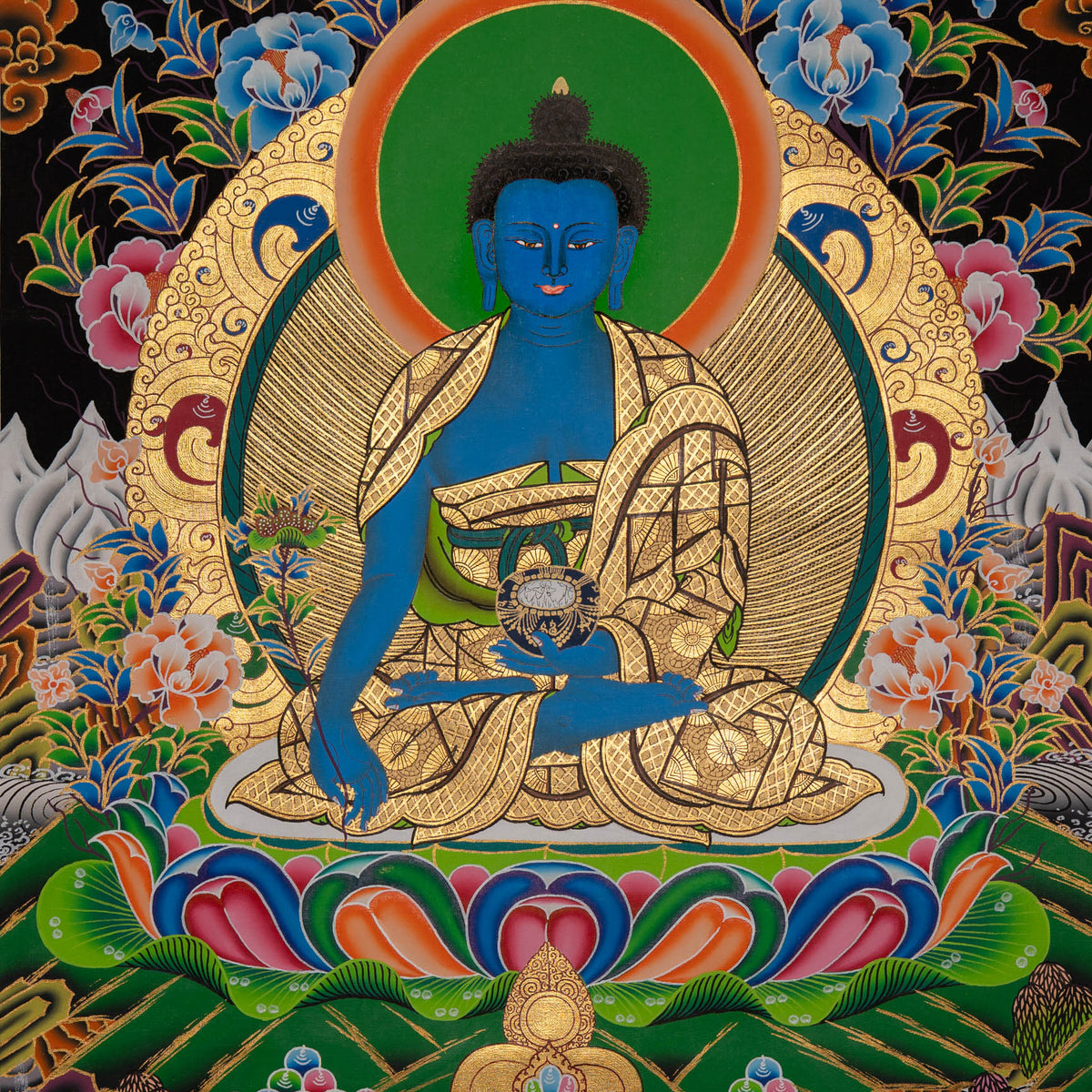 Medicine Buddha Thangka | Hand-Painted Tibetan Healing Art – Lucky Thanka