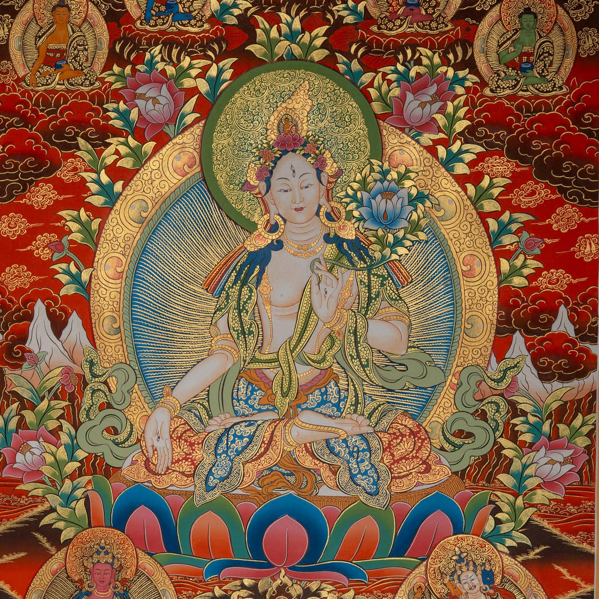 White Tara Thangka | Sacred Tibetan Artwork – Lucky Thanka