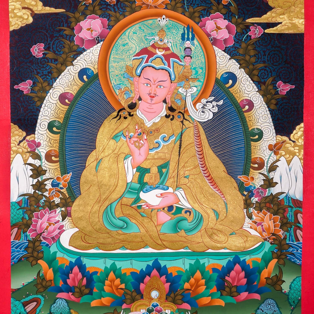 Guru Rinpoche on a lotus flower wall art - Thangka Painting – Lucky Thanka